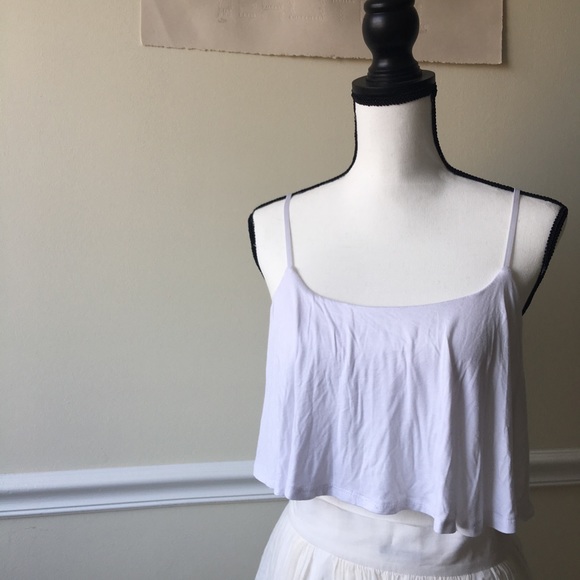 Tops | Ruffle Crop Strappy Shelf Bra Tank Top | Poshmark